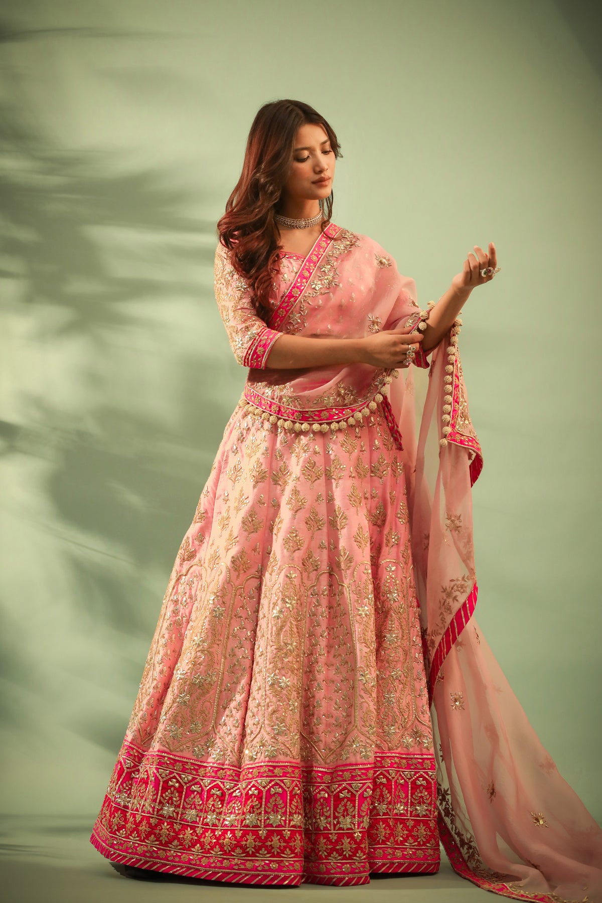 Haseena Candy floss pink lehenga set with chatak pink accent. – Pallavi ...